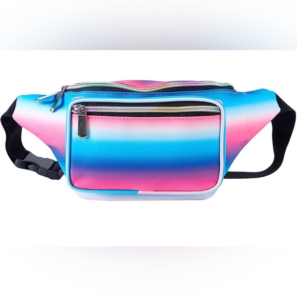 Bags | Pink And Blue Tie Dye Neon Fanny Pack Nwt | Poshmark